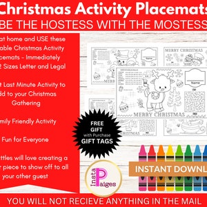 Christmas Coloring Activity Placemats / Coloring Pages / Holiday Party ...