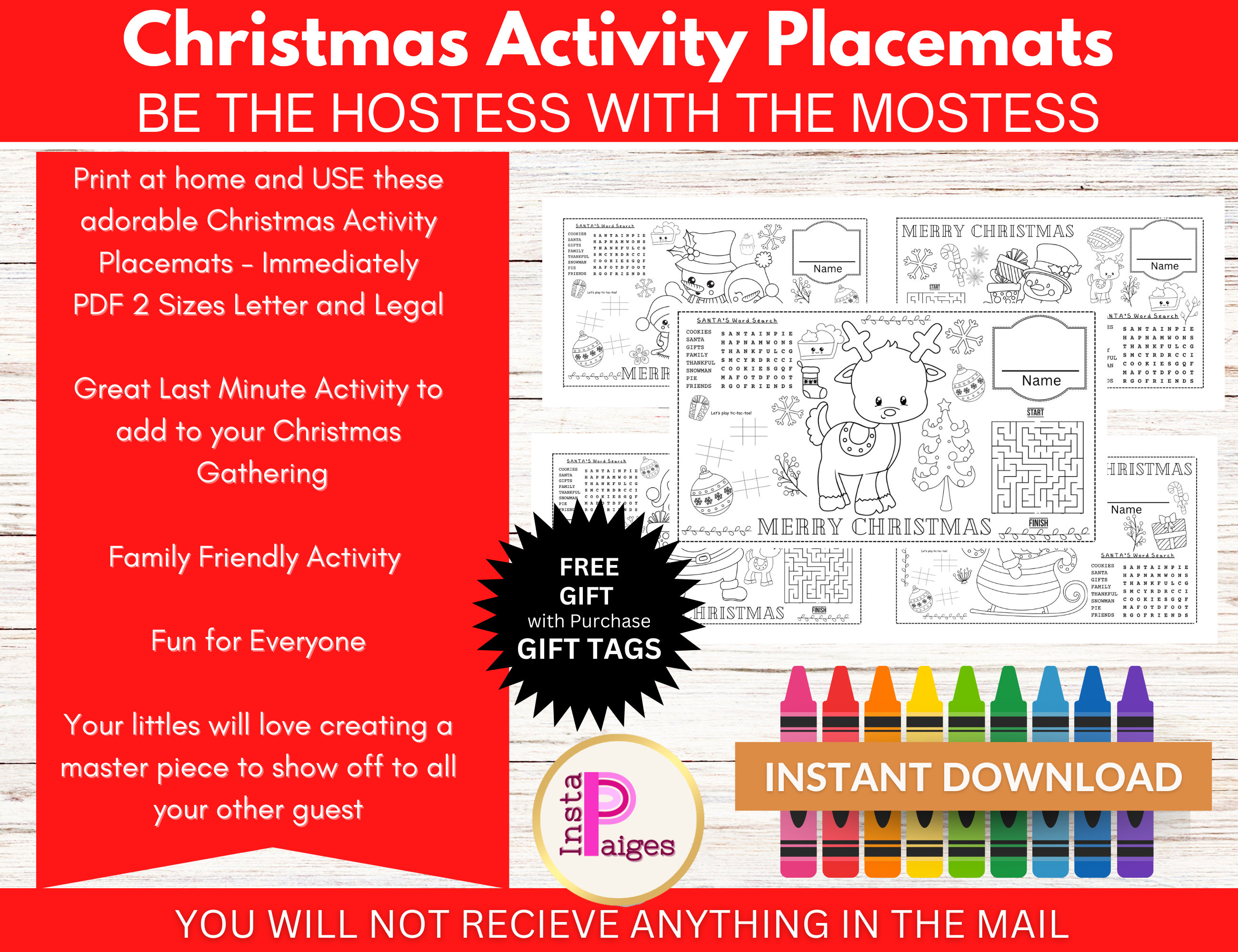 Christmas Coloring Activity Placemats / Coloring Pages / Holiday Party ...