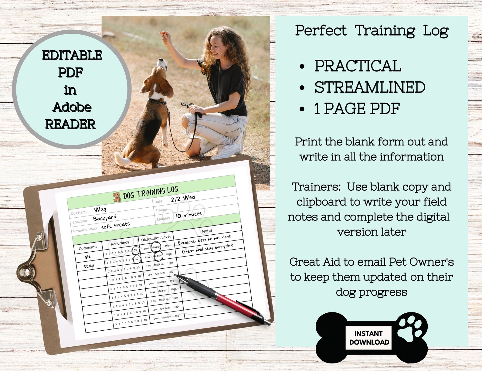 Dog Training Log, Puppy Training Log, Dog Training Journal, Dog ...