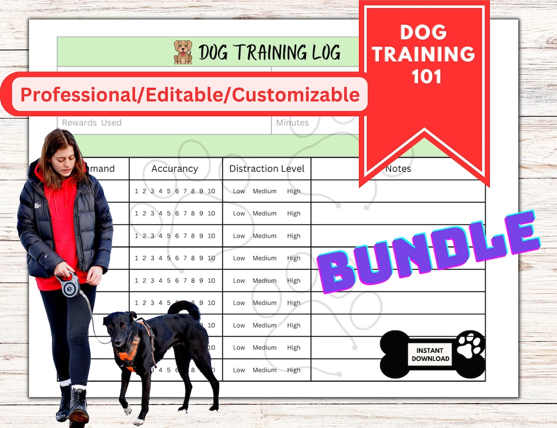 Dog Training Log, Puppy Training Log, Dog Training Journal, Dog ...