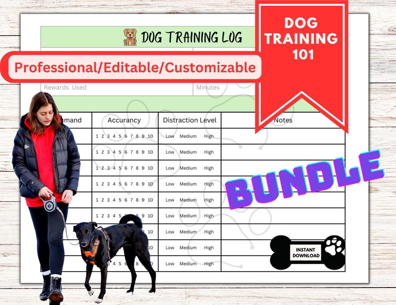 Dog Training Log, Puppy Training Log, Dog Training Journal, Dog ...