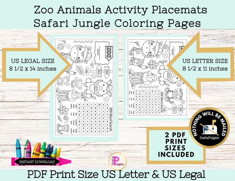 Zoo Animals Coloring Pages / Safari Coloring Activity Pages / Jungle ...