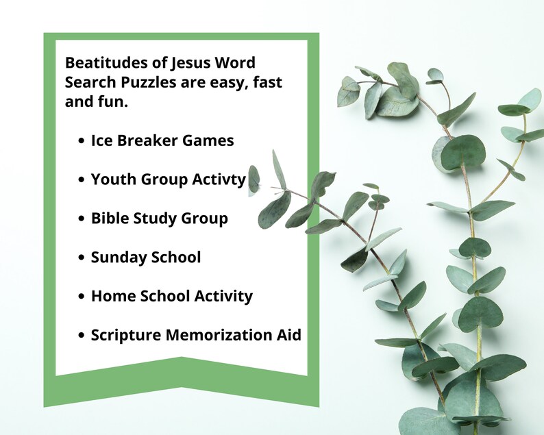 Beatitudes Word Search, Beatitudes for Kids, Youth Group Games, Bible ...