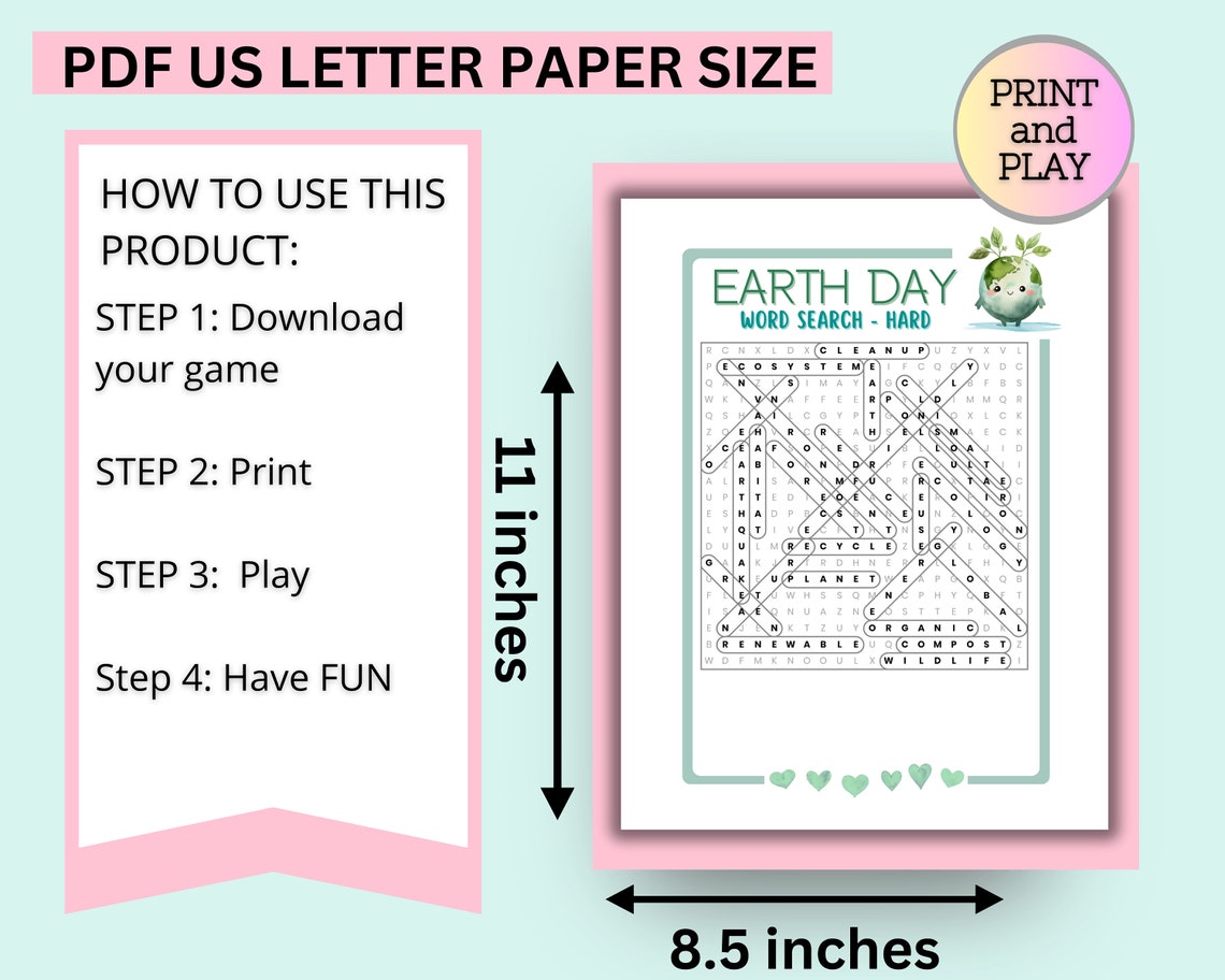 Earth Day Word Search, Earth Day Printable for Kids, Earth Day ...