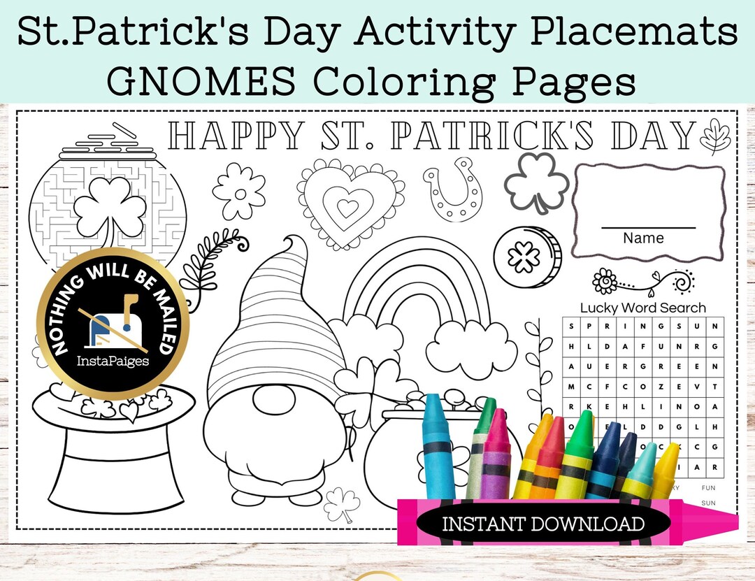 St Patrick's Day Coloring Pages, St. Patrick Day Gnome Activity ...