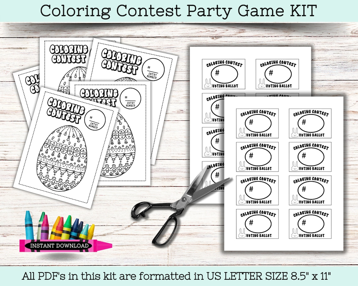 Easter Egg Coloring Contest, Easter Coloring Pages, Class Party Games ...