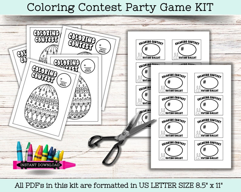 Easter Egg Coloring Contest, Easter Coloring Pages, Class Party Games ...