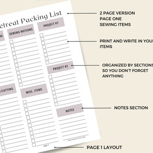 Quilt Retreat Packing Bundle, Quilters Retreat Packing Checklist, Quilt ...