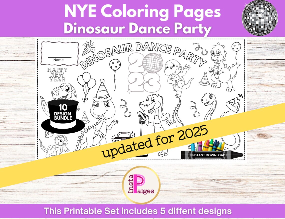 New Year's Eve Activity Coloring Placemats / NYE Coloring Activity Page ...