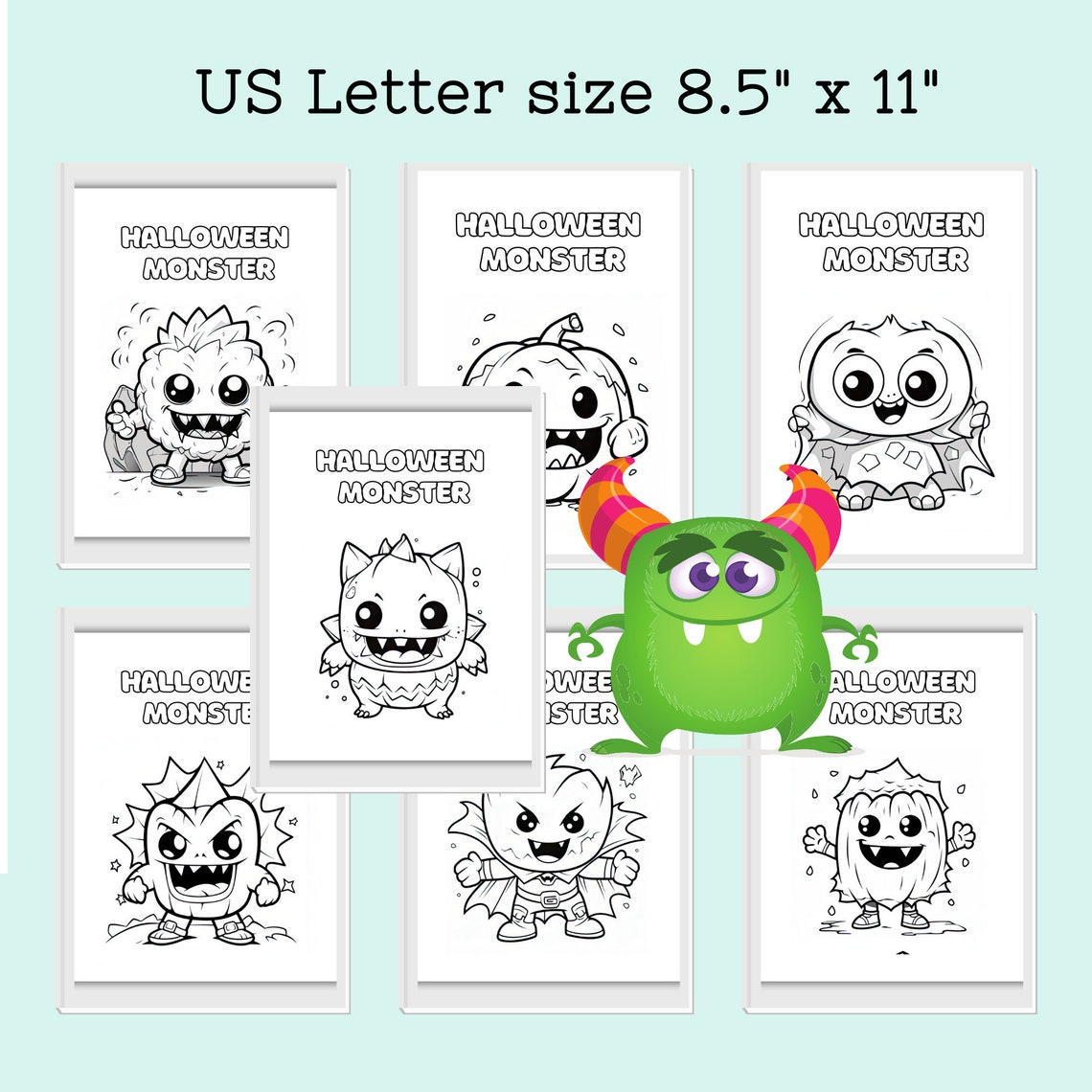 Halloween Coloring Pages for Kids, Kawaii Halloween, Halloween Monsters ...