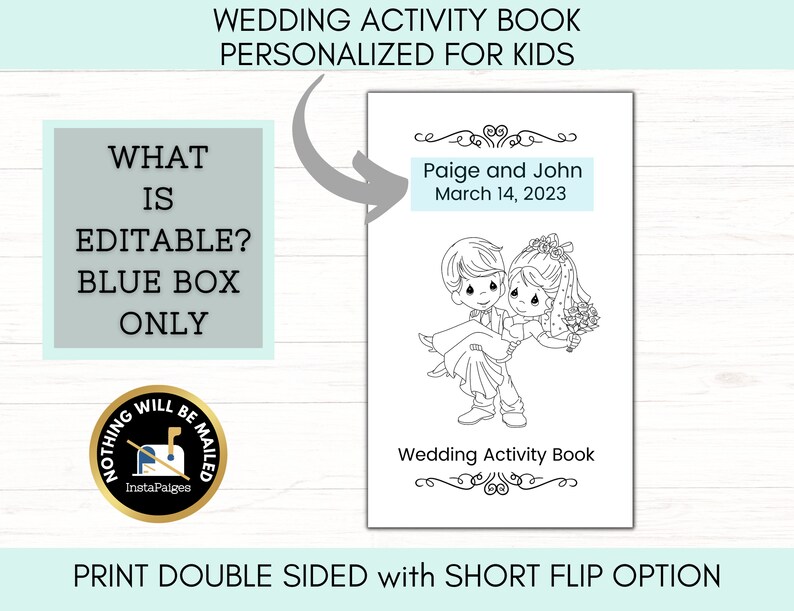 Wedding Activity Book for Kids, Coloring Book for Toddlers, Kids Table ...