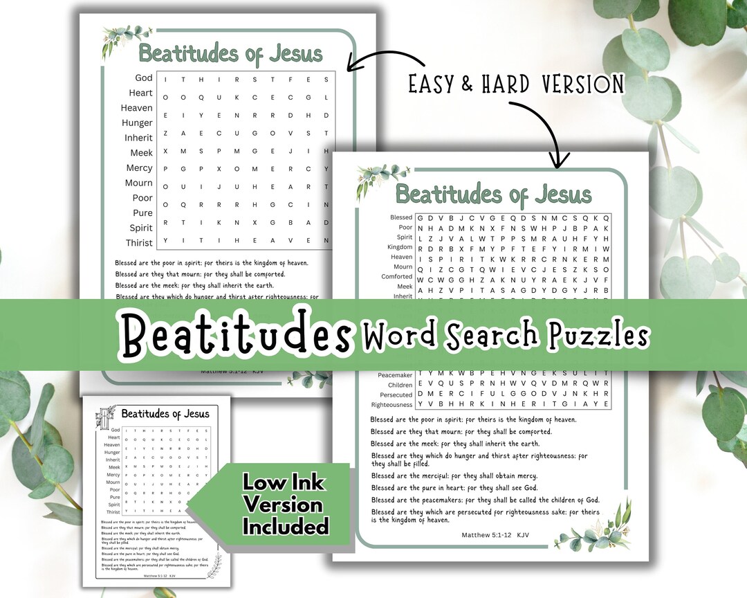 Beatitudes Word Search, Beatitudes for Kids, Youth Group Games, Bible ...