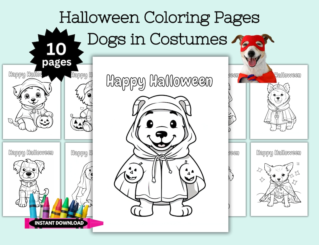 Halloween Coloring Pages for Kids, Halloween Dogs, Dog Coloring Pages ...