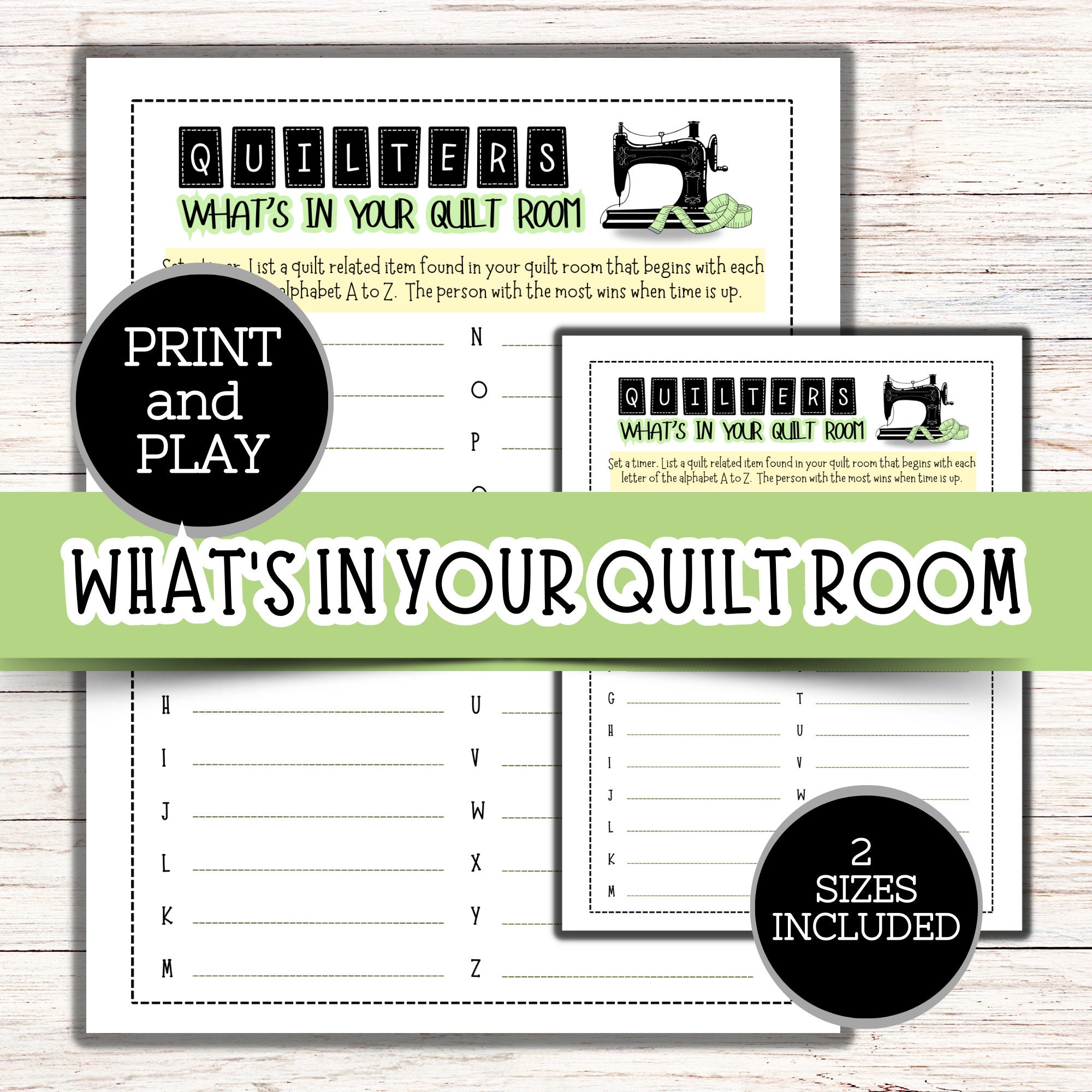 Quilt Game, What's in Your Quilt Room A to Z Game, Quilt Retreat Games ...