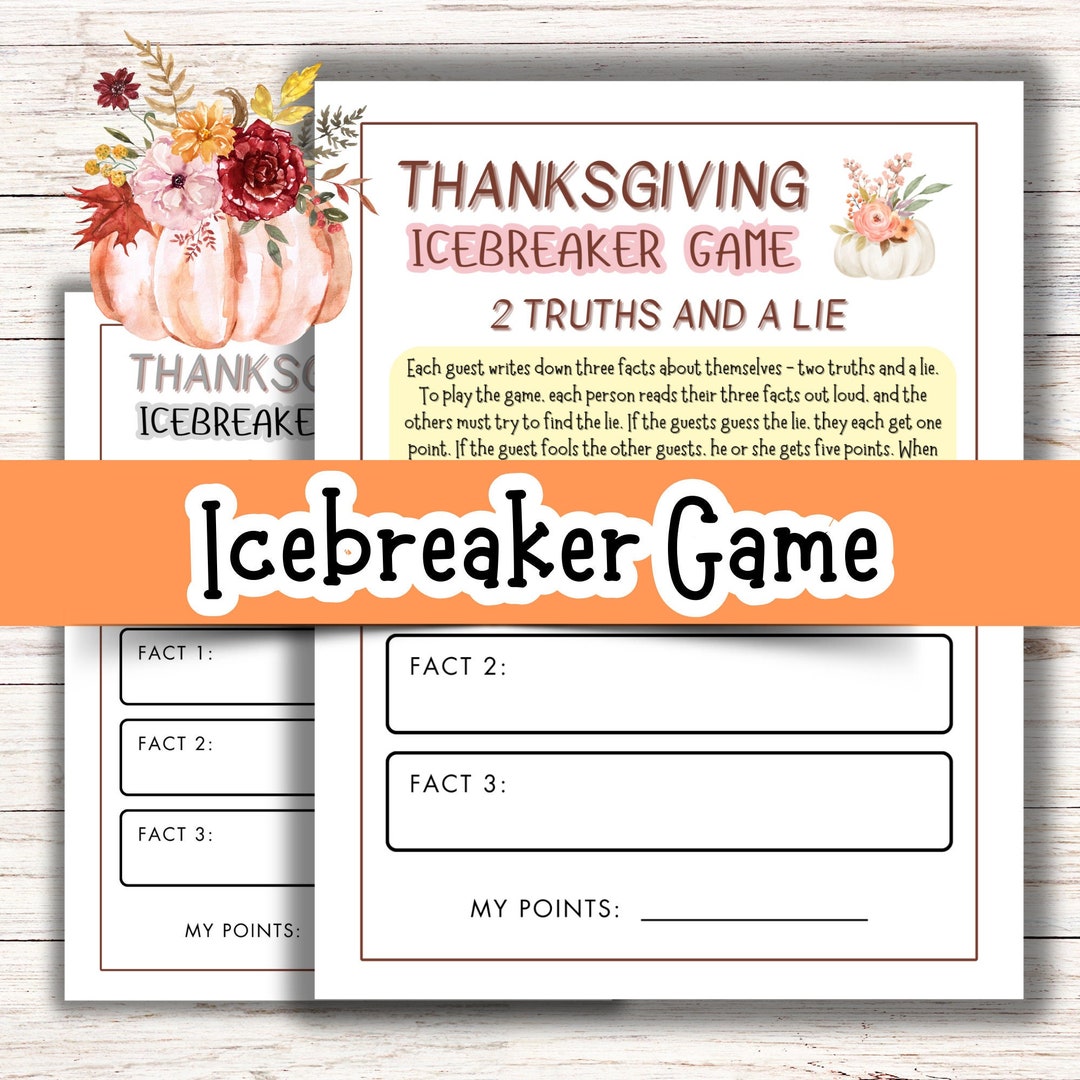 Thanksgiving Icebreaker Game, Family Dinner Games, Kids Table Activity ...