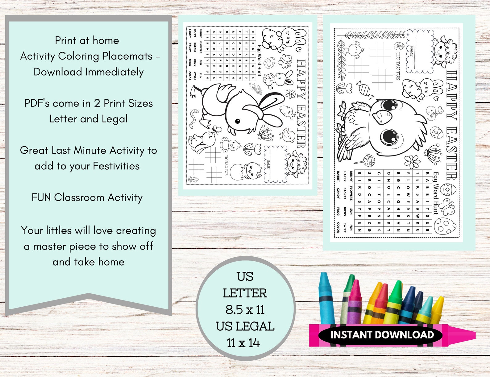 Easter Coloring Pages, Easter Placemats, Easter Activity Sheets, Easter ...