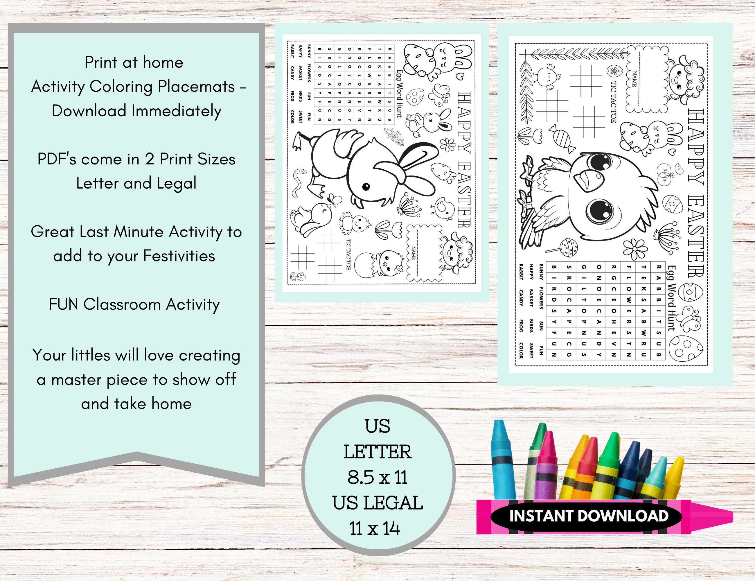 Easter Coloring Pages, Easter Placemats, Easter Activity Sheets, Easter ...
