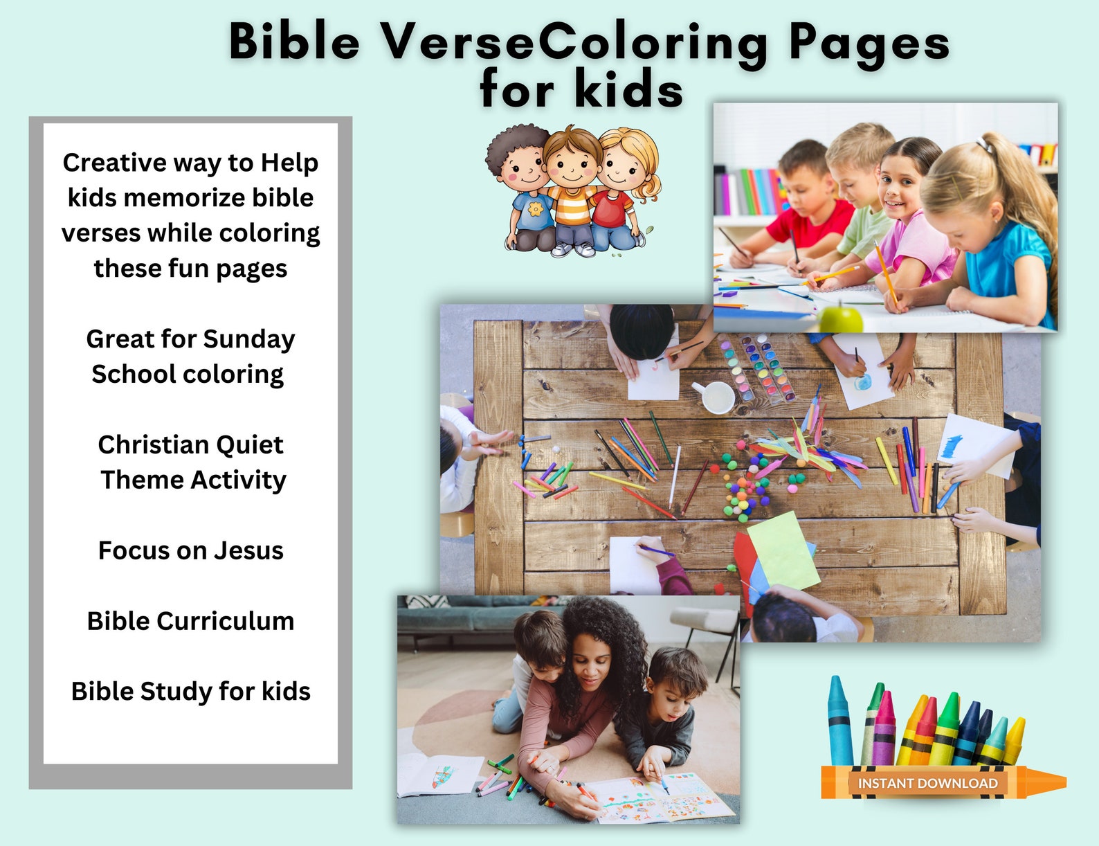 Bible Verse Coloring Pages for Kids, Scripture Memory PDF, Sunday ...