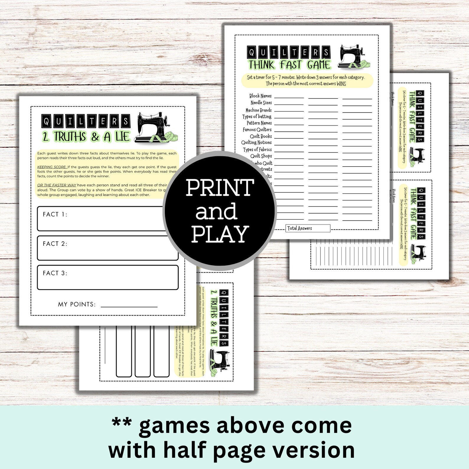 Quilt Game Bundle, #1 Bundle, Quilt Guild Games, Quilt Club, Retreat ...
