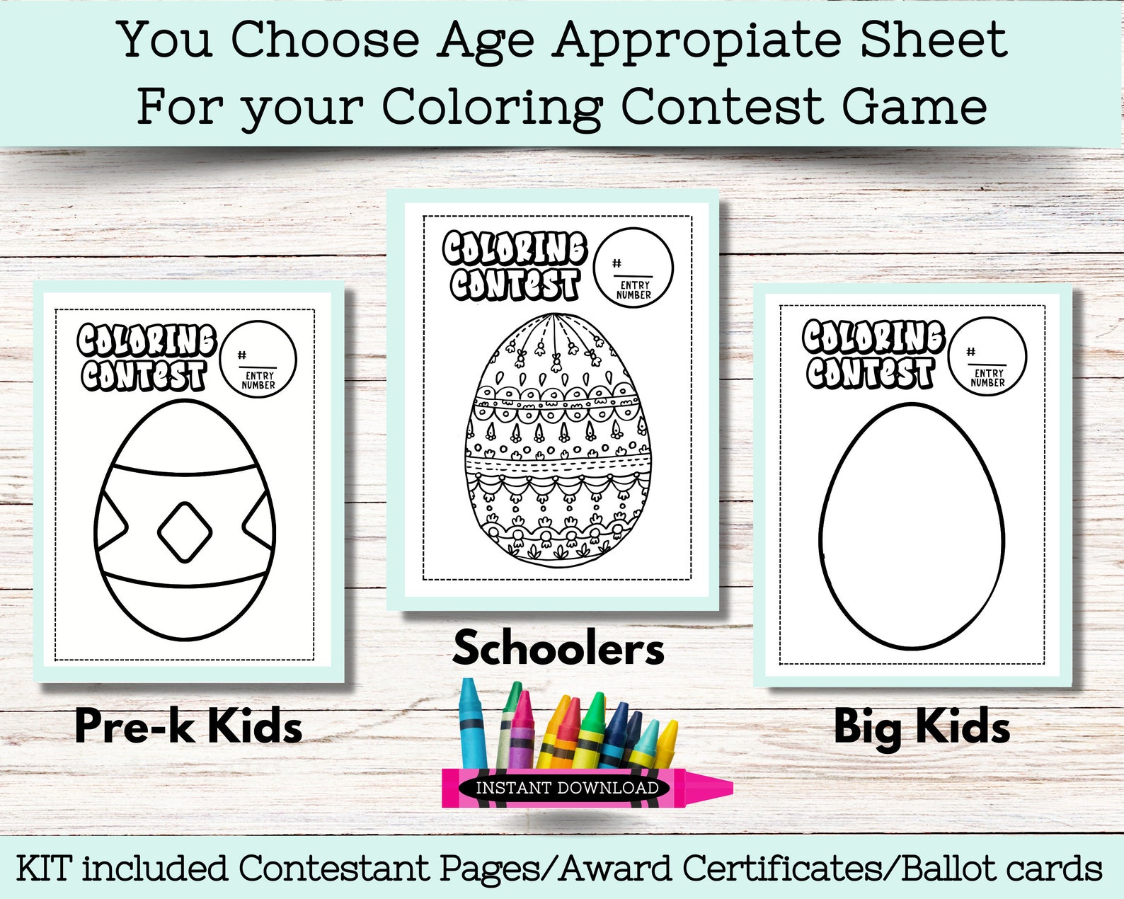Easter Egg Coloring Contest, Easter Coloring Pages, Class Party Games ...