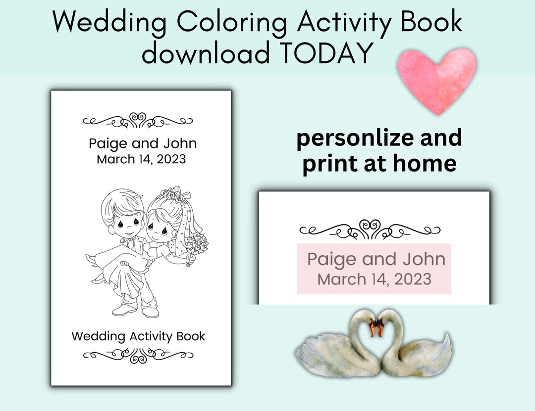 Wedding Activity Book for Kids, Coloring Book for Toddlers, Kids Table ...