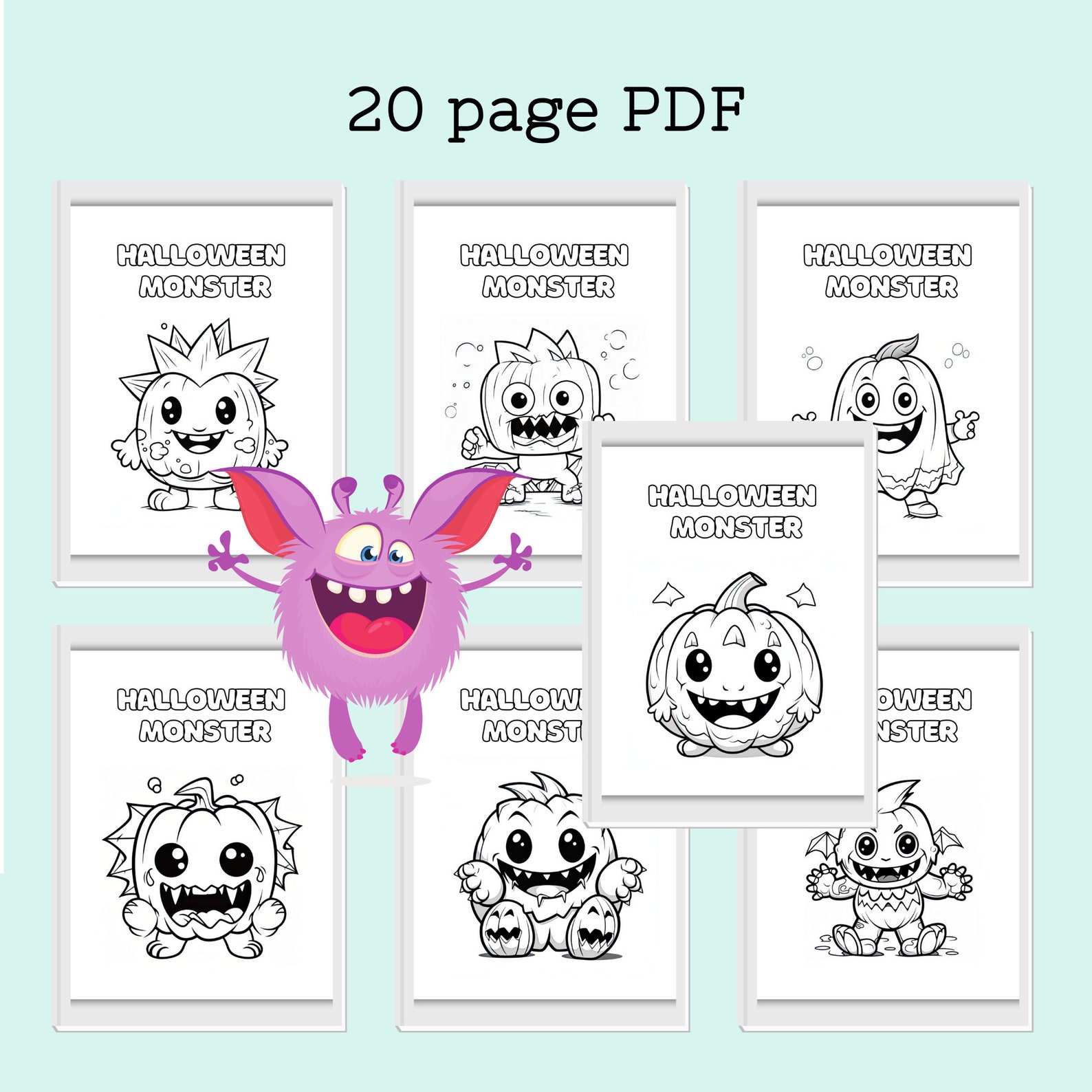 Halloween Coloring Pages for Kids, Kawaii Halloween, Halloween Monsters ...