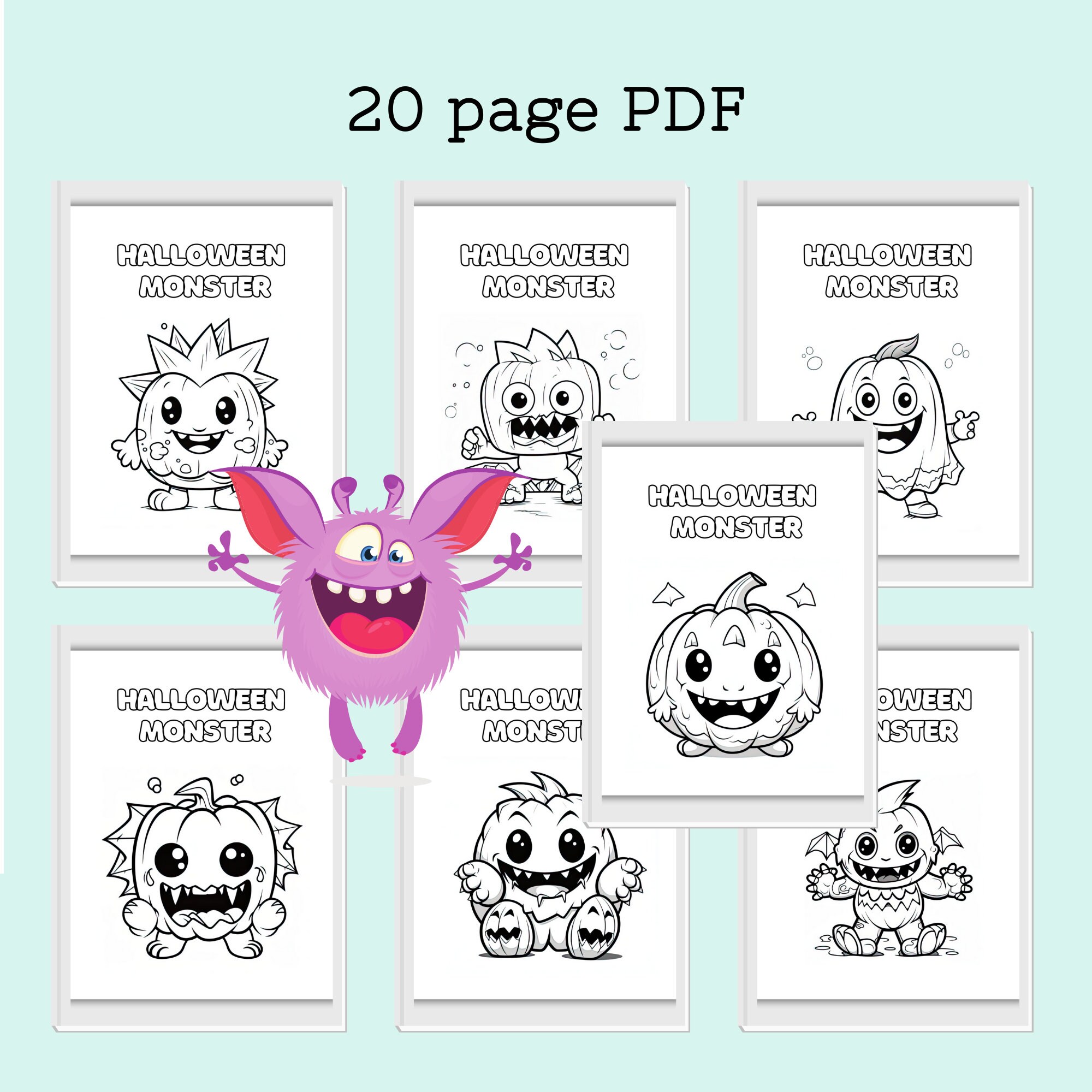 Halloween Coloring Pages for Kids, Kawaii Halloween, Halloween Monsters ...