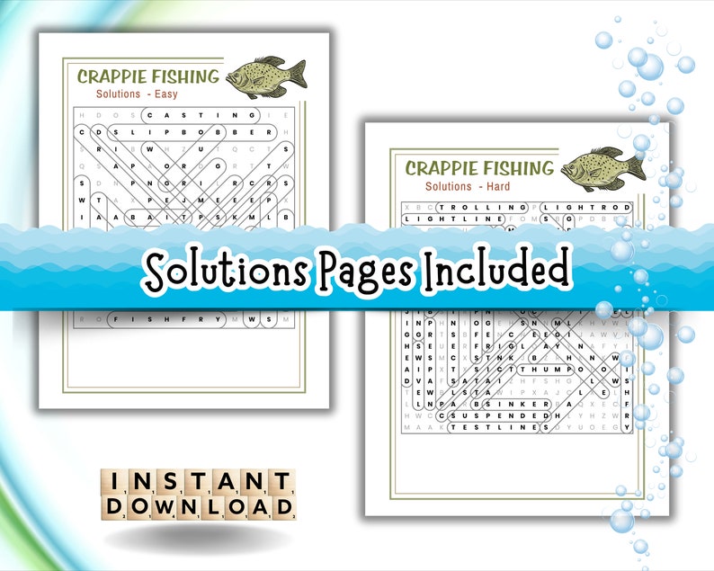 Crappie Fishing Word Search, Word Search for Kids, Crappie Fish ...