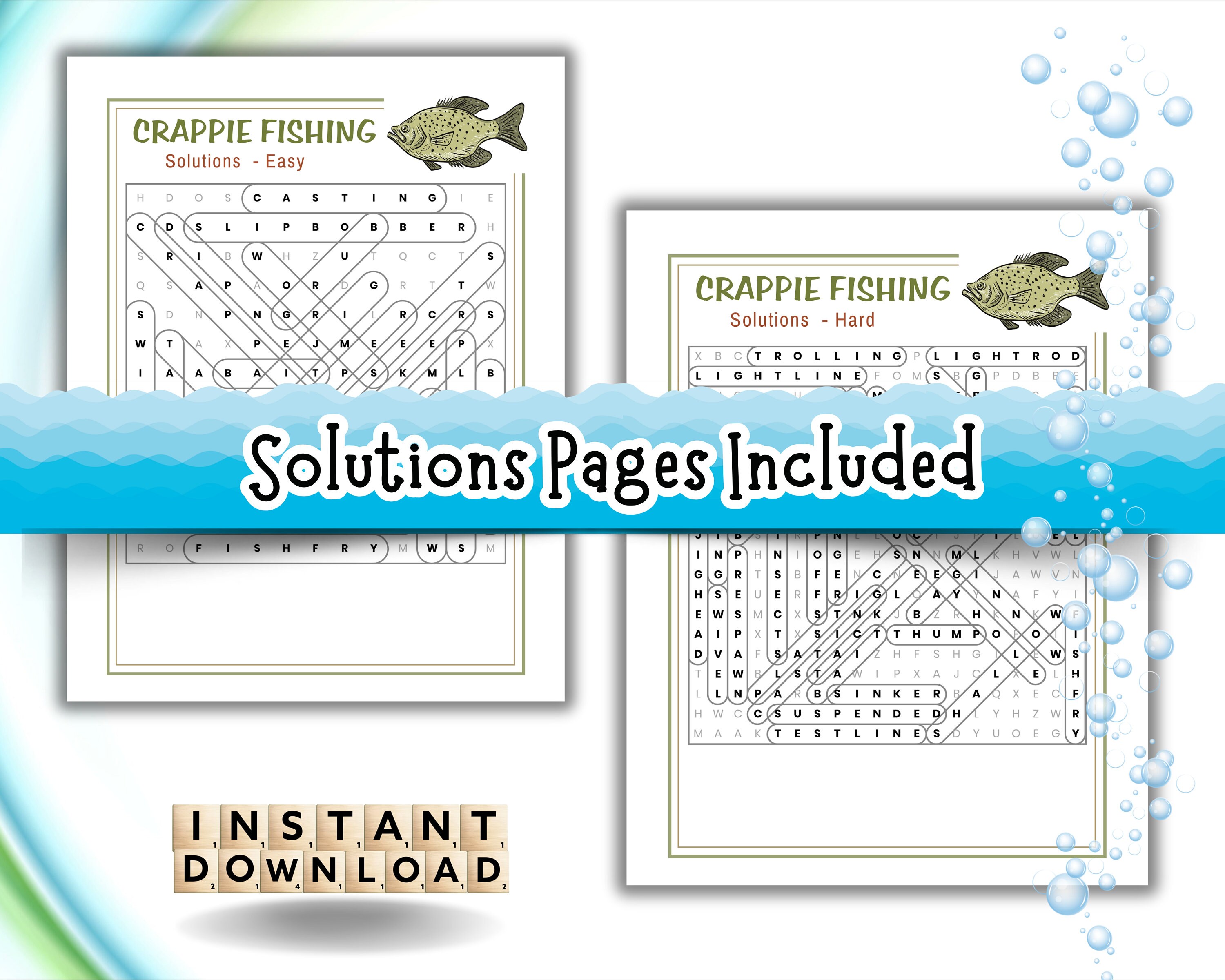 Crappie Fishing Word Search, Word Search for Kids, Crappie Fish ...