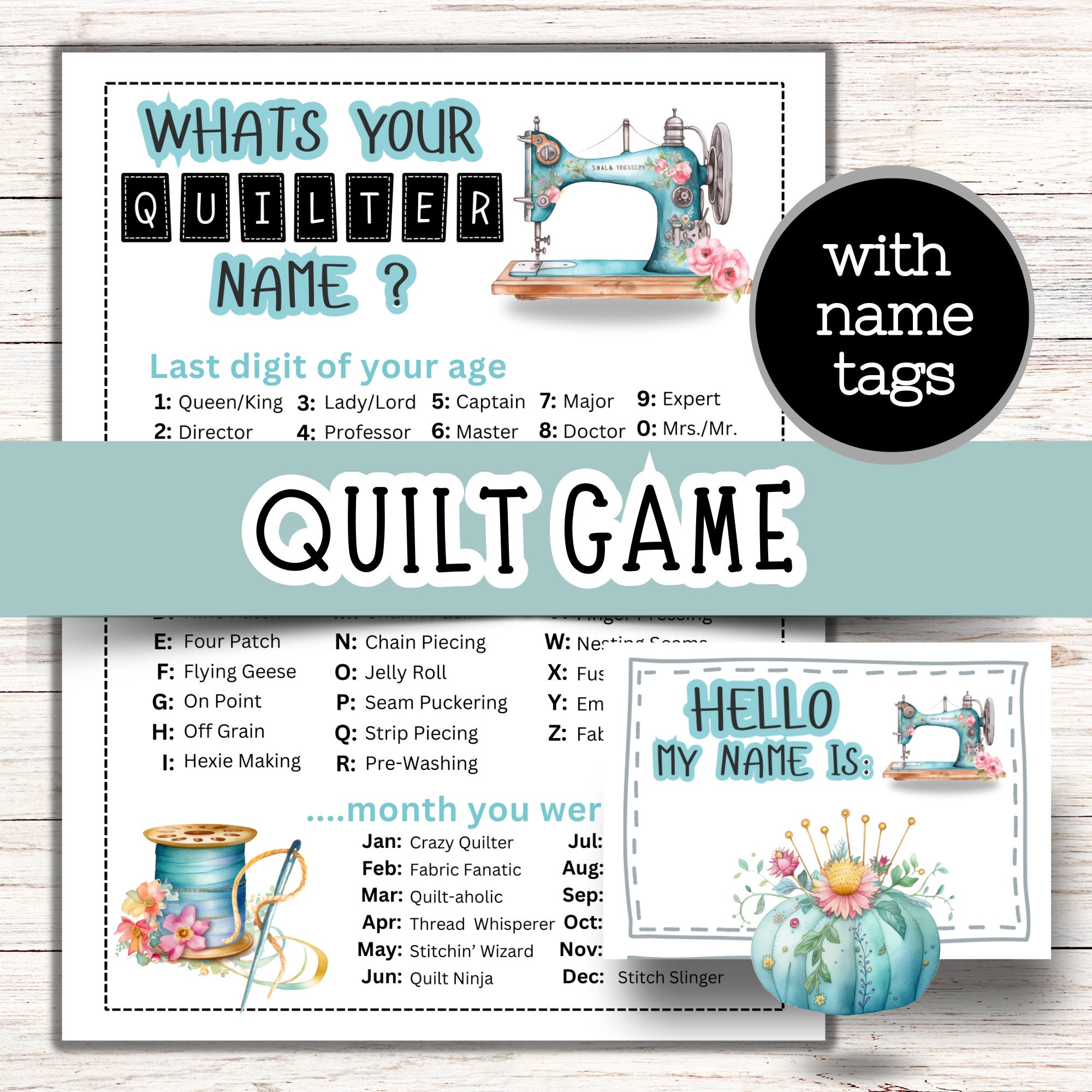 What's Your Quilter Name Game, Quilt Guild Games, Quilt Club, Retreat ...