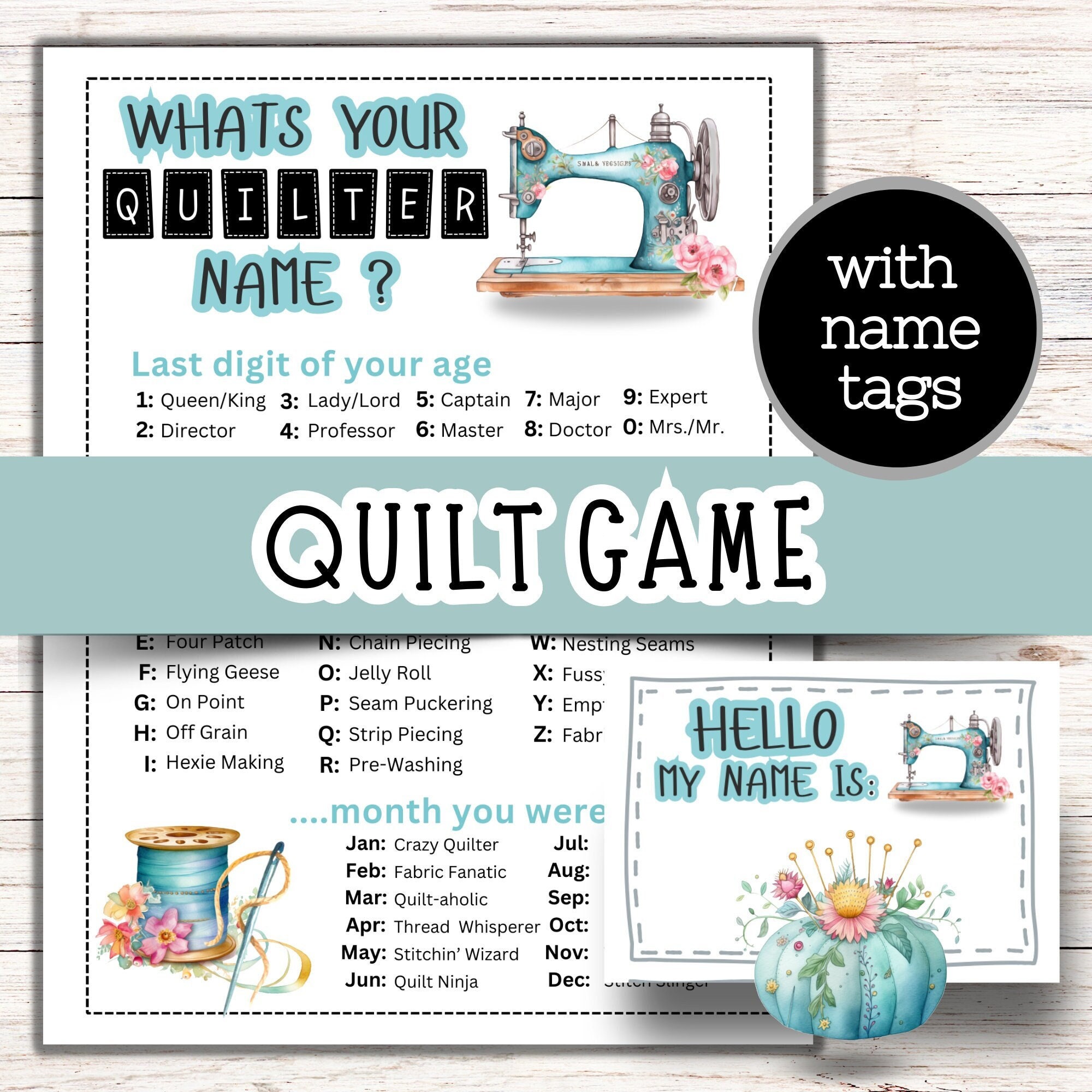 What's Your Quilter Name Game, Quilt Guild Games, Quilt Club, Retreat ...