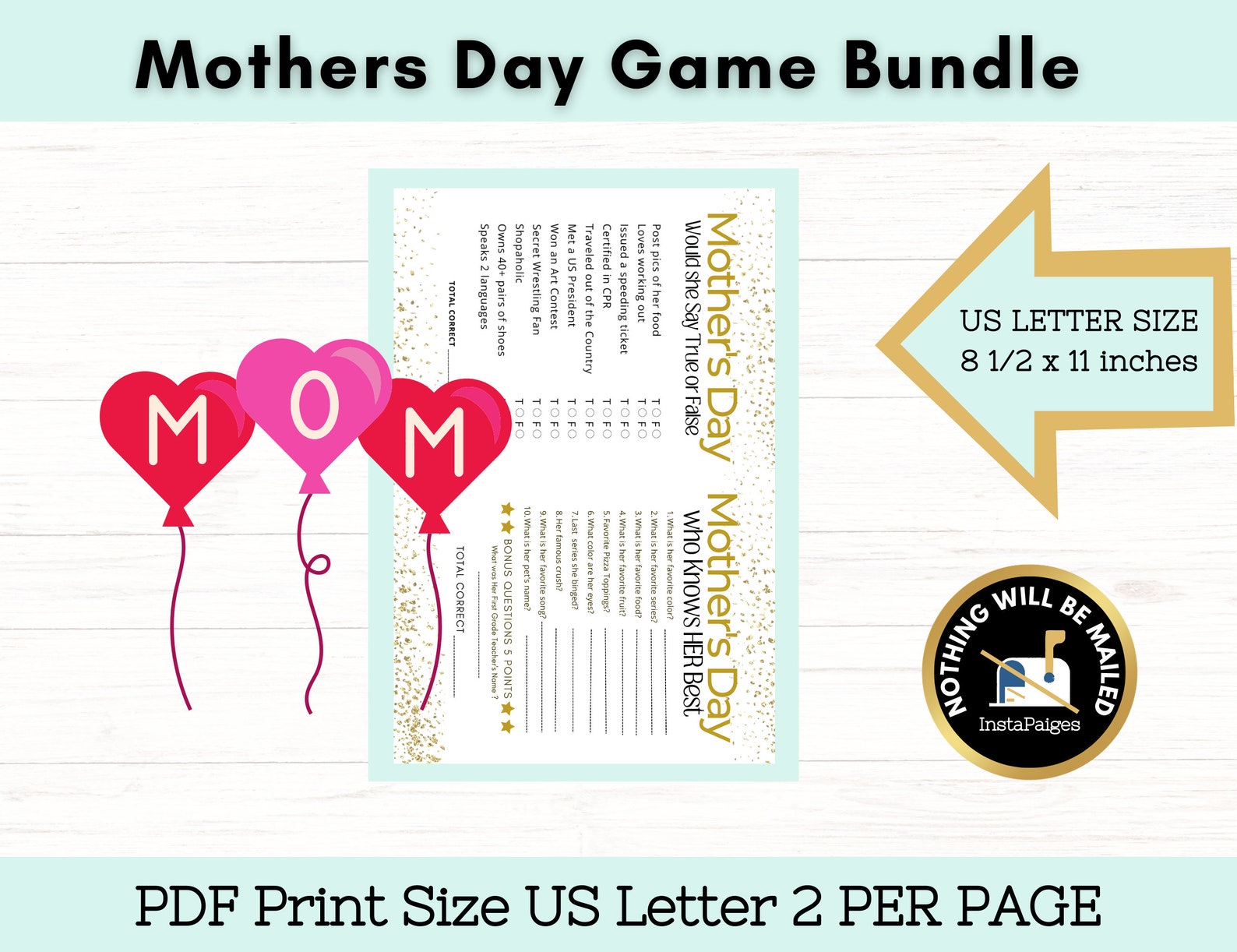 Mom Trivia Game, Mothers Day Quiz, Would She Rather Who Knows Mommy ...