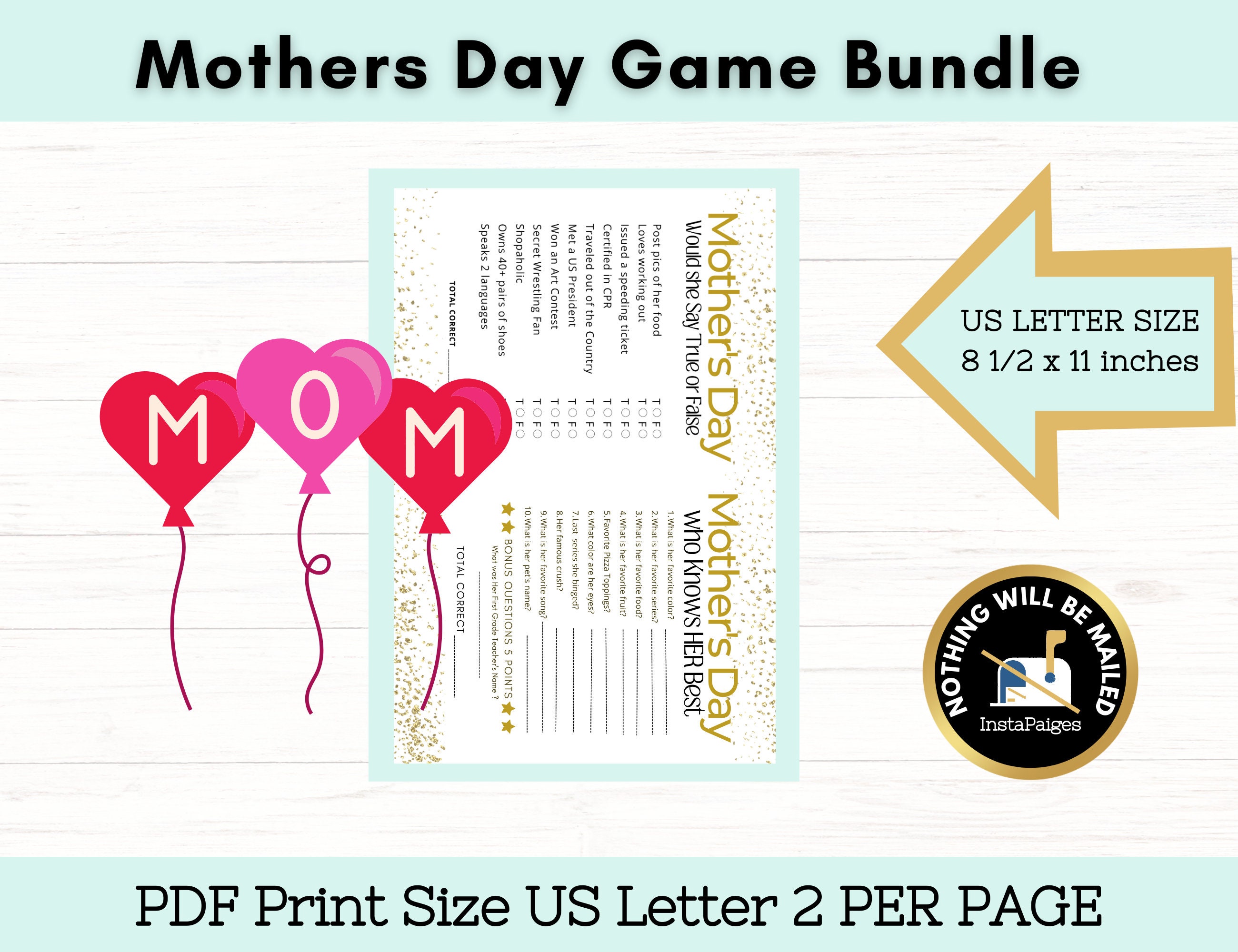 Mom Trivia Game, Mothers Day Quiz, Would She Rather Who Knows Mommy ...