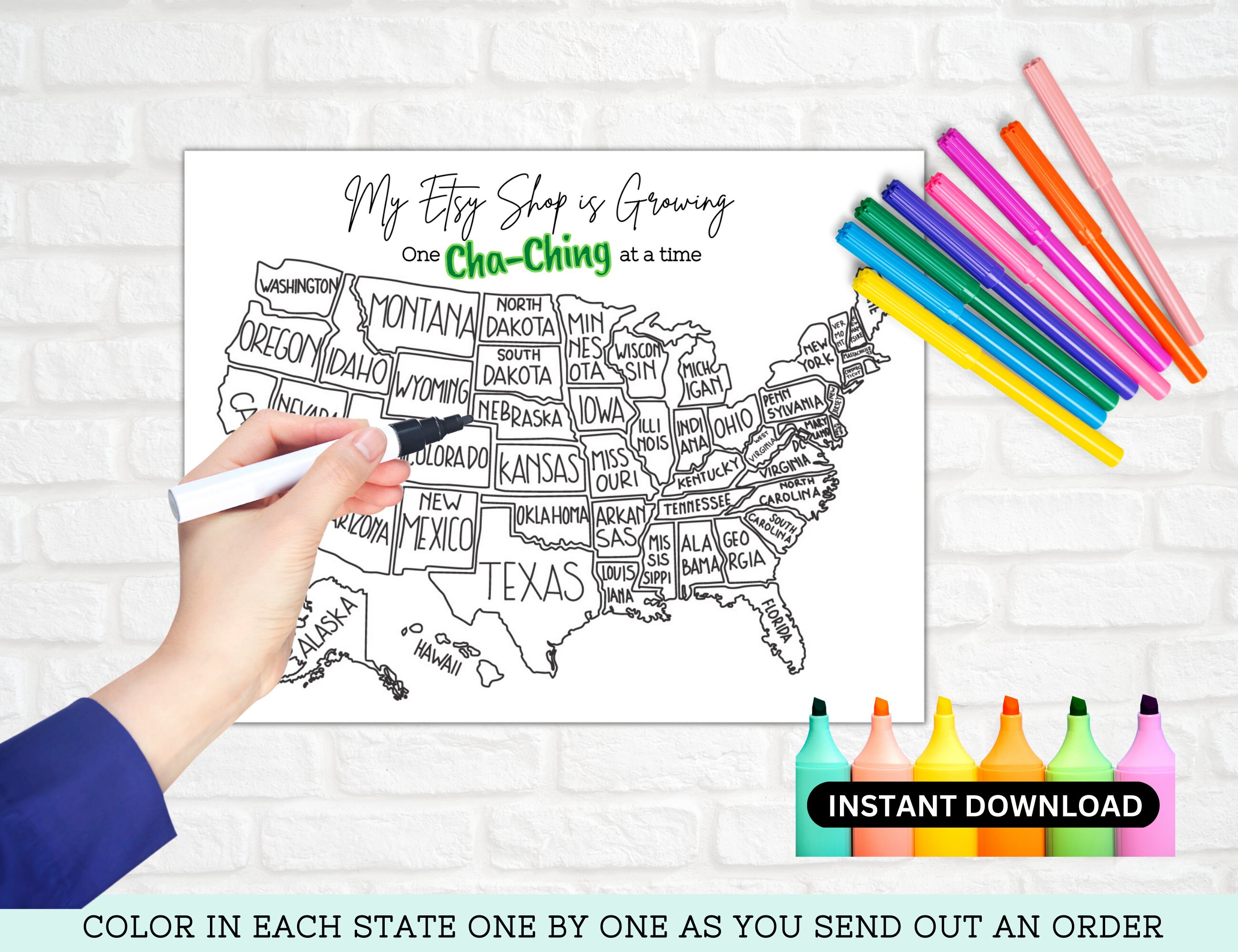 USA Etsy Sales Map, Etsy Sellers Order Tracker, Etsy Shop Coloring ...