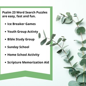 Psalm 23 Word Search, Psalm 23 for Kids, Youth Group Games, Bible Games ...