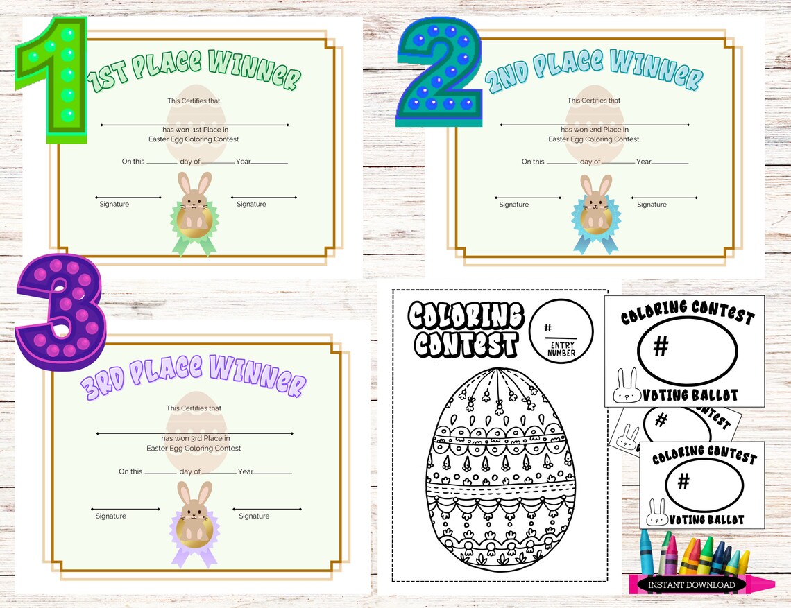 Easter Egg Coloring Contest Easter Coloring Pages Class - Etsy