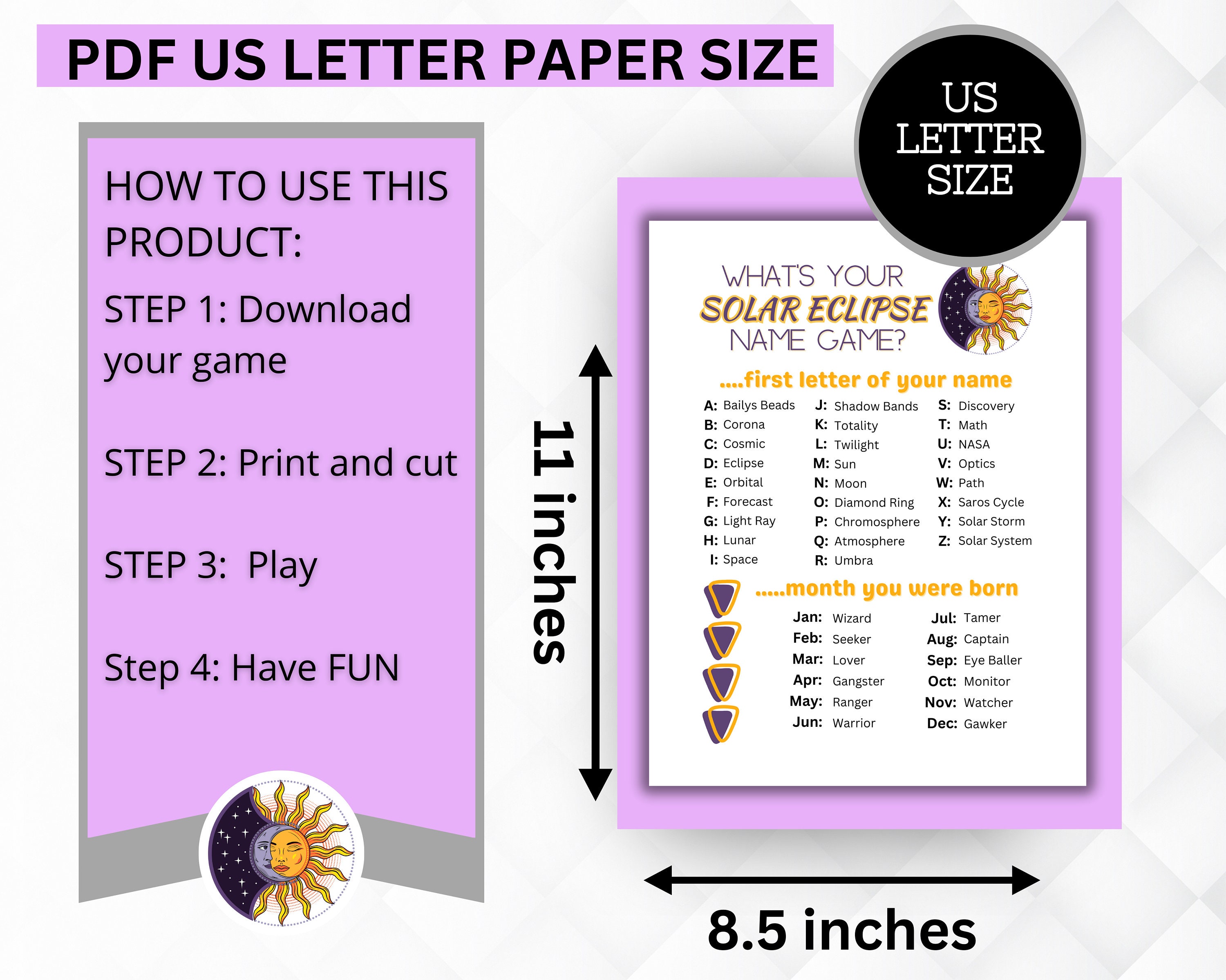 What's Your Solar Eclipse Name Game , Solar Eclipse Games for Kids ...