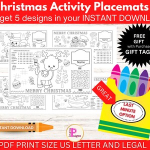 Christmas Coloring Activity Placemats / Coloring Pages / Holiday Party ...