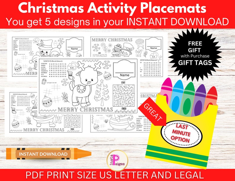 Christmas Coloring Activity Placemats / Coloring Pages / Holiday Party ...