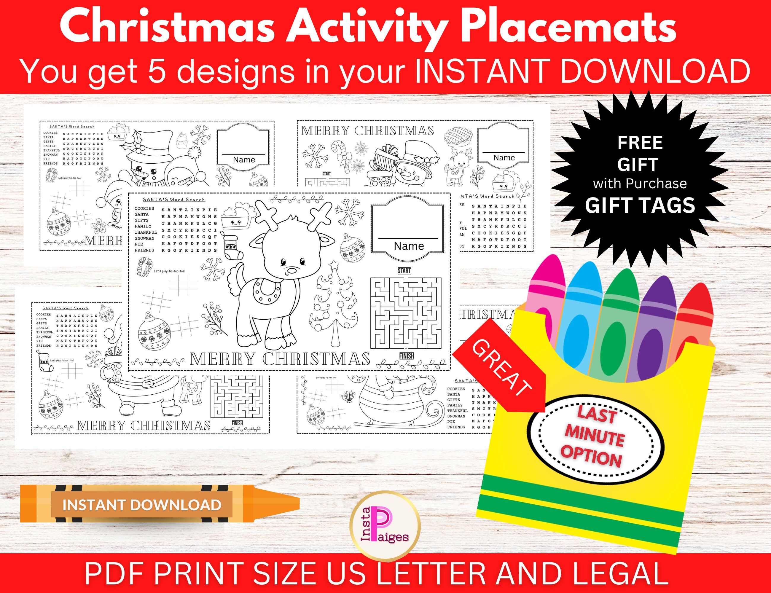 Christmas Coloring Activity Placemats / Coloring Pages / Holiday Party ...