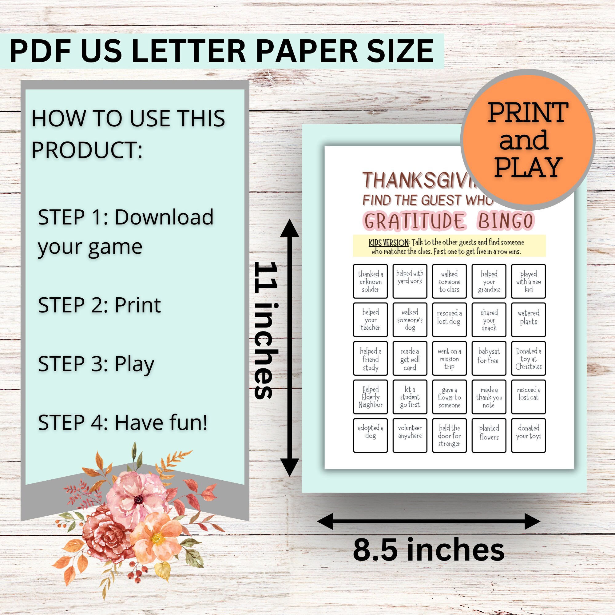 Find the Guest Bingo, Gratitude Game, Thanksgiving Bingo, Find the ...