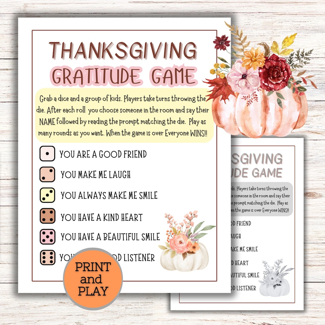 Gratitude Dice Game, Thanksgiving Gratitude Game, Gratitude for Kids ...
