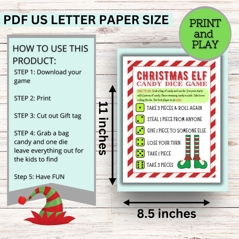 Elf Dice Game, Elf Accessories, Elf Activity, Gift From Elf, Elf Prop ...