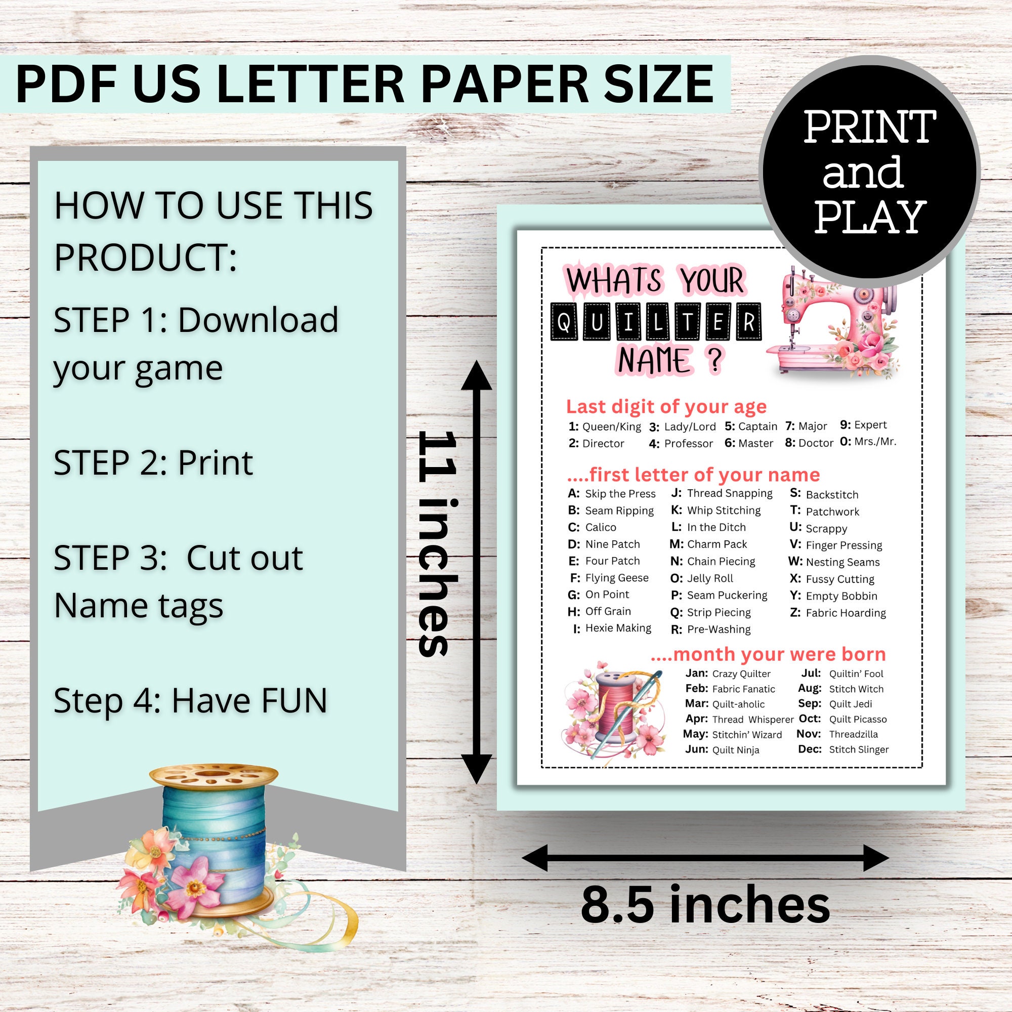 What's Your Quilter Name Game, Quilt Guild Games, Quilt Club, Retreat ...