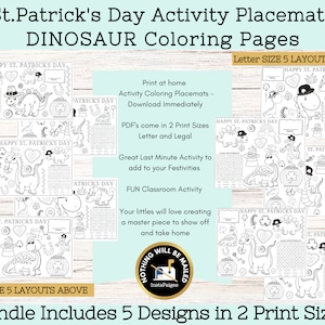 St Patrick Day Coloring Pages, Dinosaur Activity Mat, Saint Patrick ...