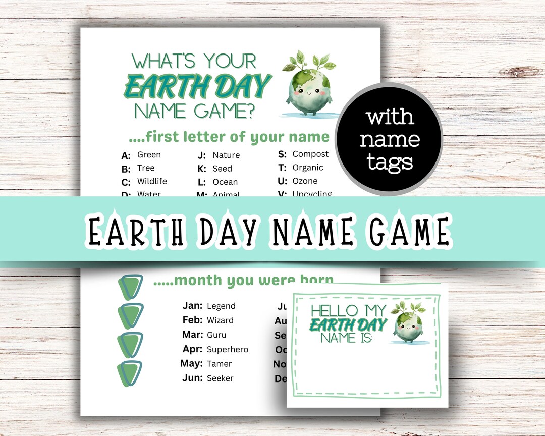 What's Your Earth Day Name Game, Earth Day Printable for Kids, Earth ...