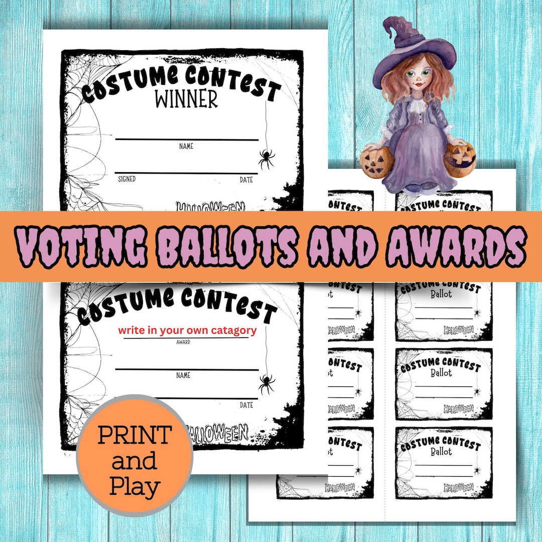 Halloween Costume Contest Ballot, Halloween Voting Ballot, Blank ...