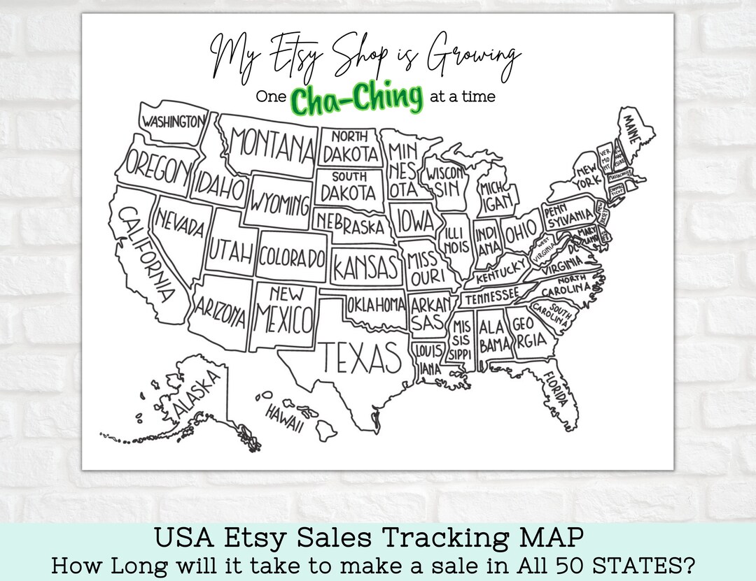 USA Etsy Sales Map, Etsy Sellers Order Tracker, Etsy Shop Coloring ...