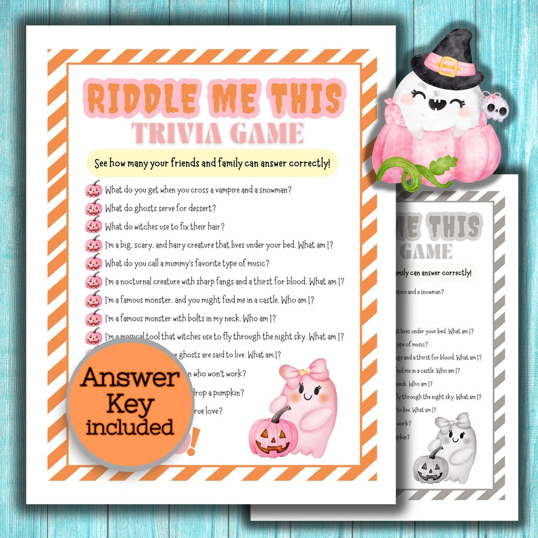 Halloween Riddle Me This Game, Halloween Activity, Halloween Trivia ...