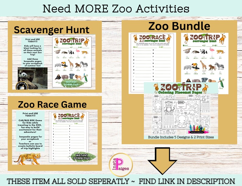 Zoo Animals Coloring Pages / Safari Coloring Activity Pages / Jungle ...